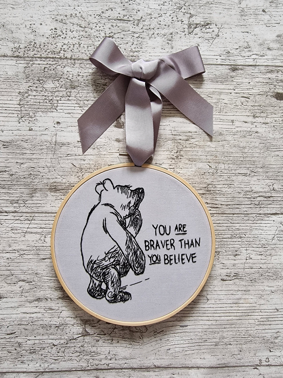 Winnie the Pooh, You are braver then you believe, Embroidered Art – One ...
